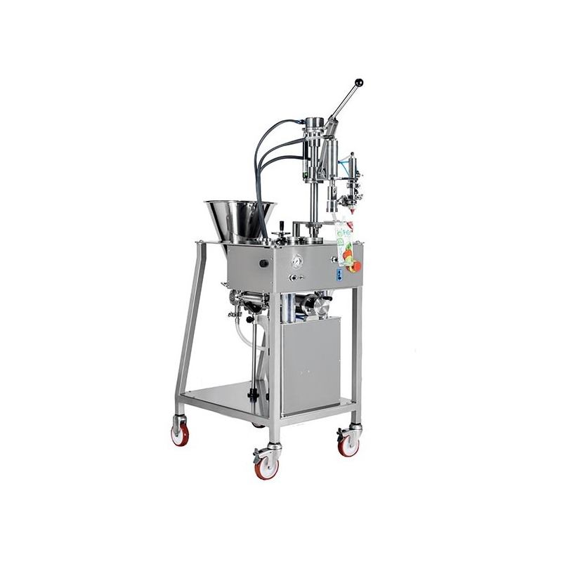 Doseermachine voor het vullen en afsluiten van zakken met spuitmond